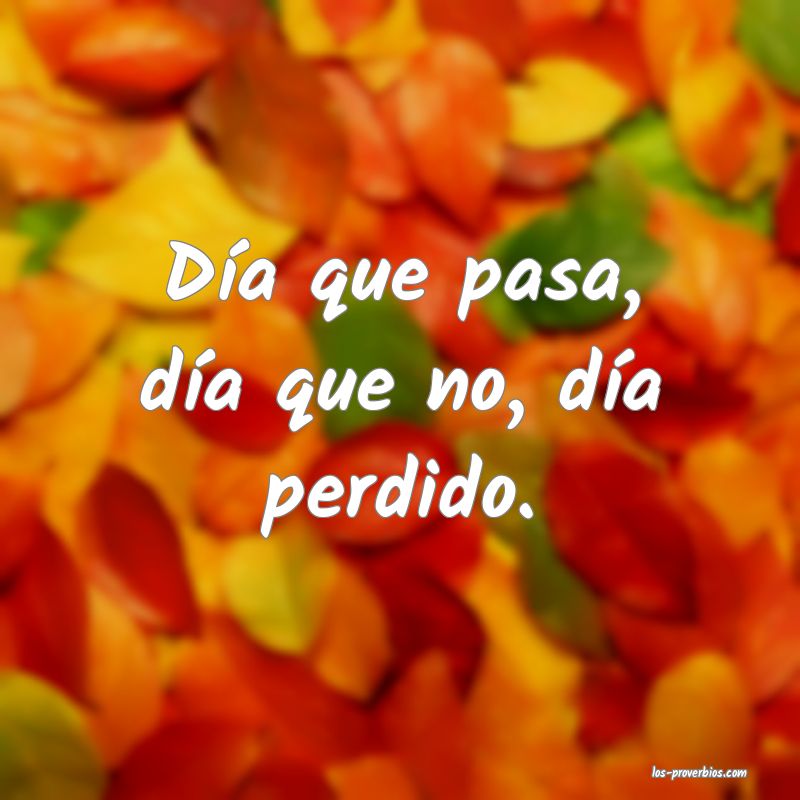 Día que pasa, día que no, día perdido.