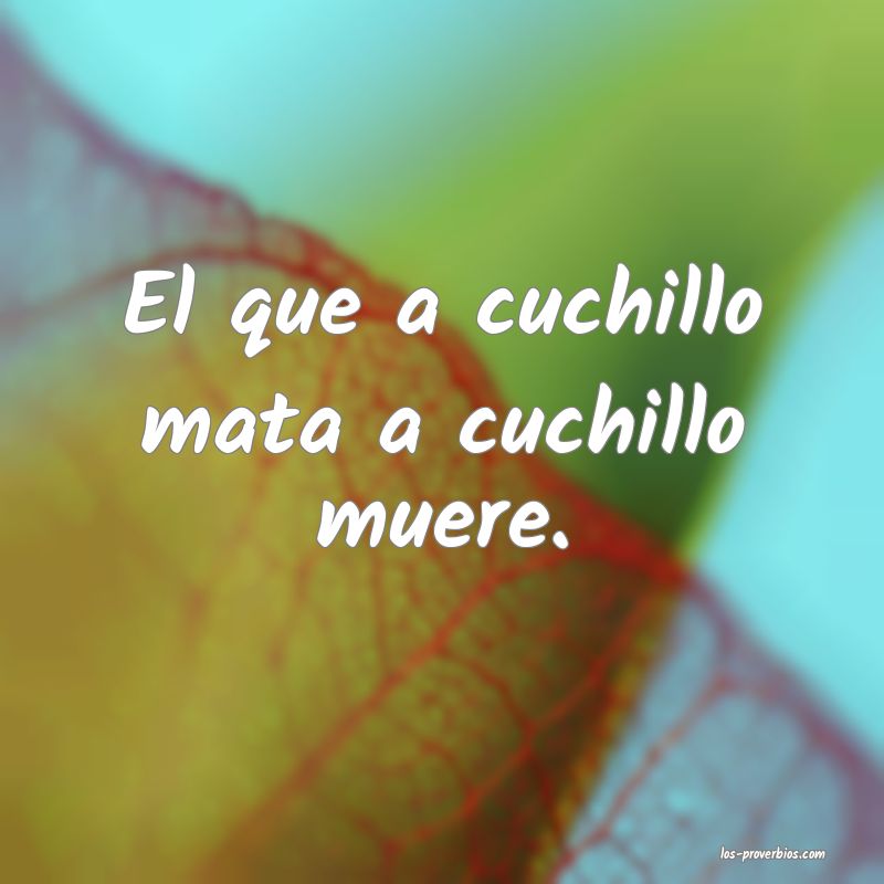 El que a cuchillo mata a cuchillo muere.