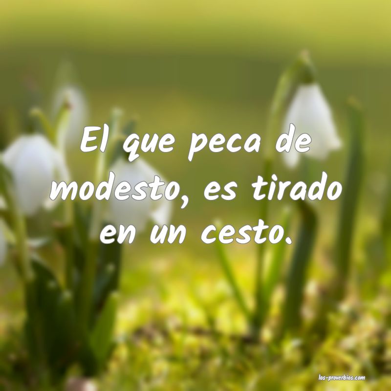 El que peca de modesto, es tirado en un cesto.