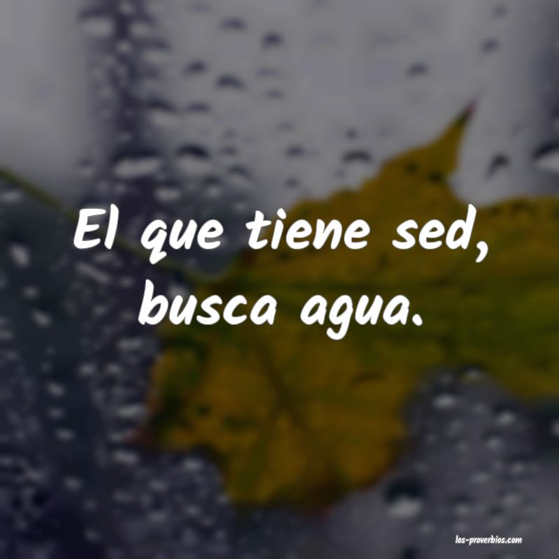 El que tiene sed, busca agua.