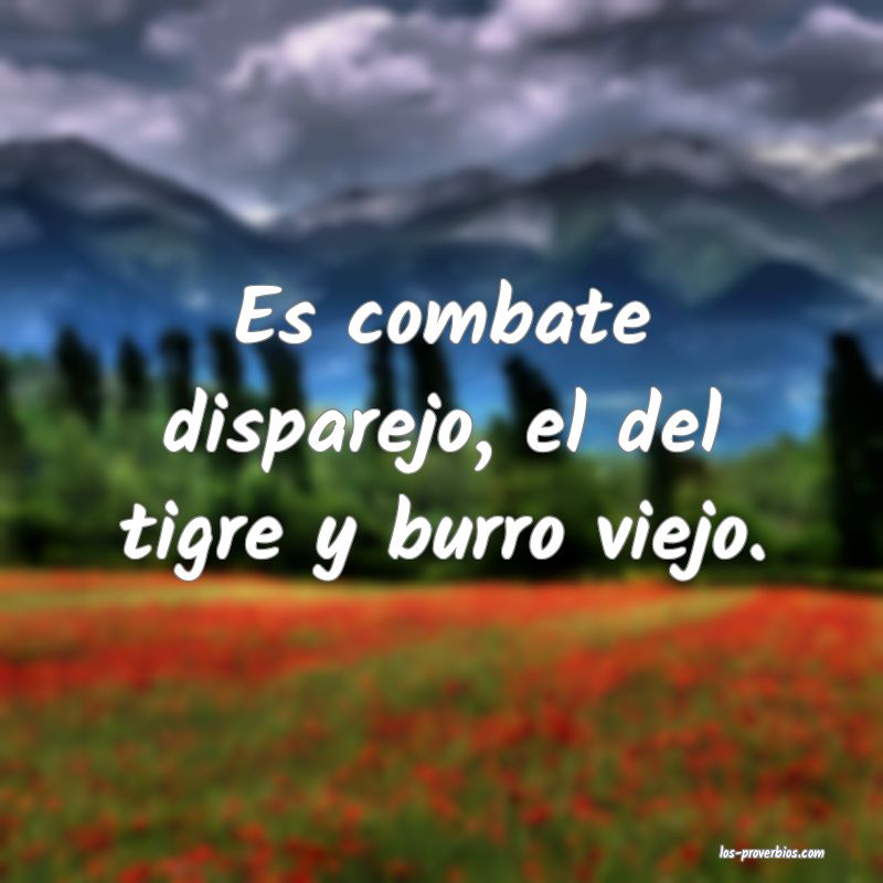 Es combate disparejo, el del tigre y burro viejo.