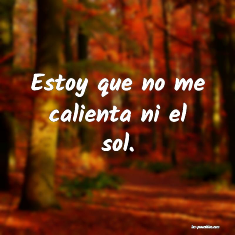 Estoy que no me calienta ni el sol.