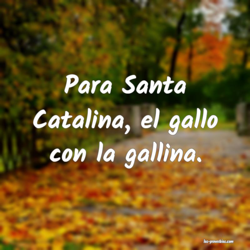 Para Santa Catalina, el gallo con la gallina.