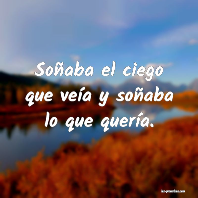 Soñaba el ciego que veía y soñaba lo que quería. Soñaba el ciego que veía y soñaba lo que quería.