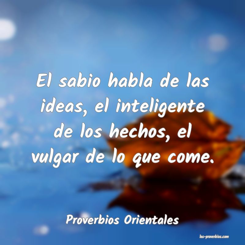 El sabio habla de las ideas, el inteligente de los hechos, el vul